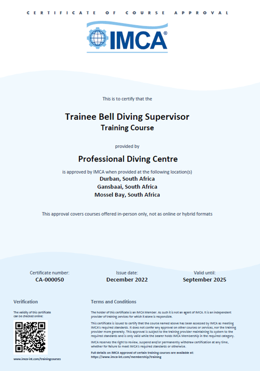 Accreditations – Professional Diving Centre