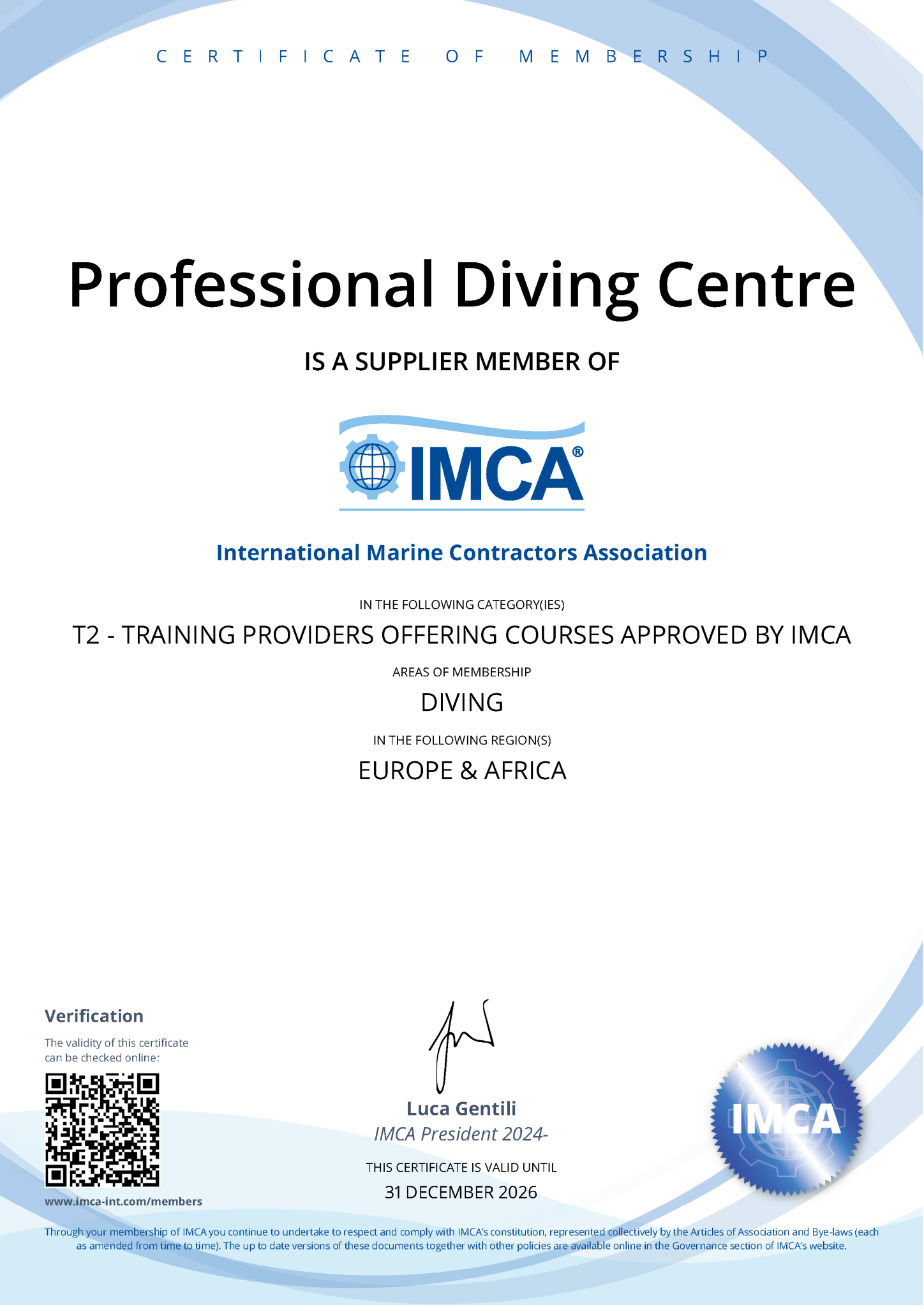 Accreditations – Professional Diving Centre